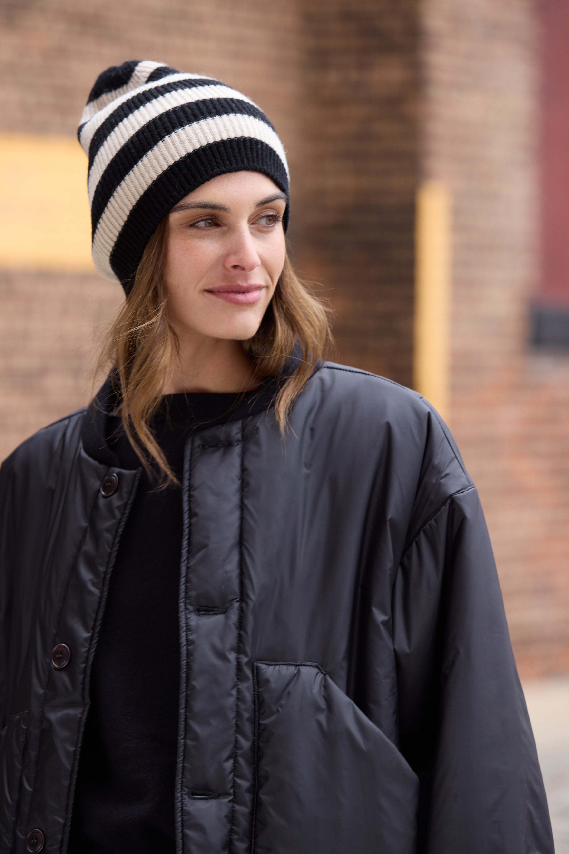 wide stripe wool cashmere hat | lisa b.