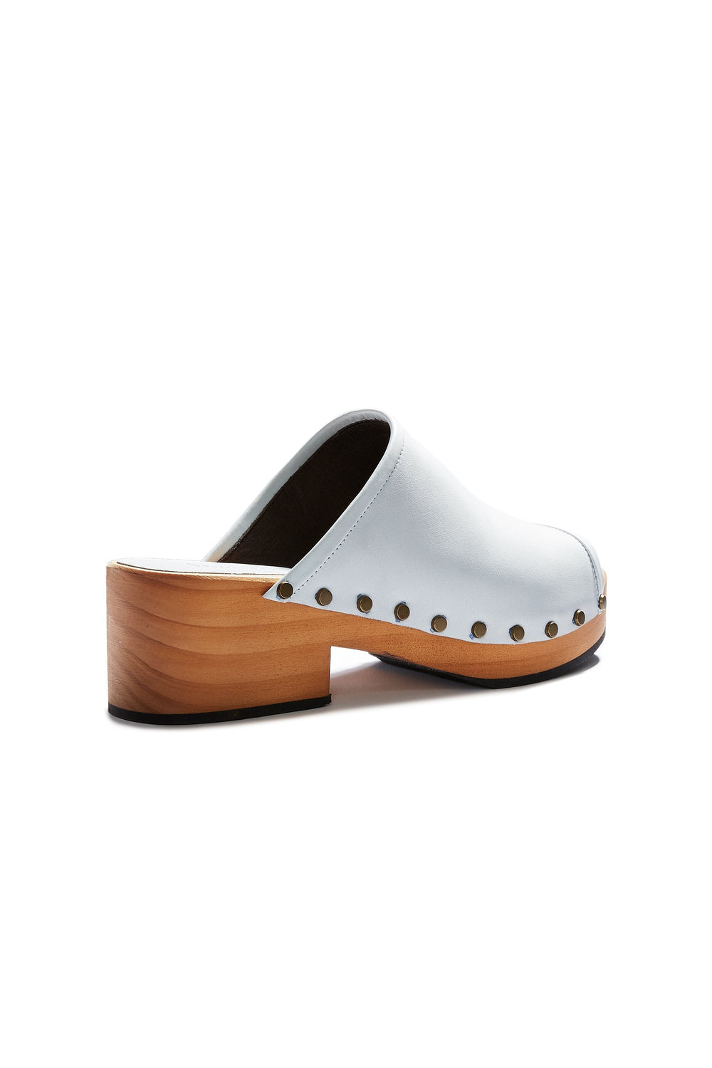 open toe slide clogs in chalk | lisa b.