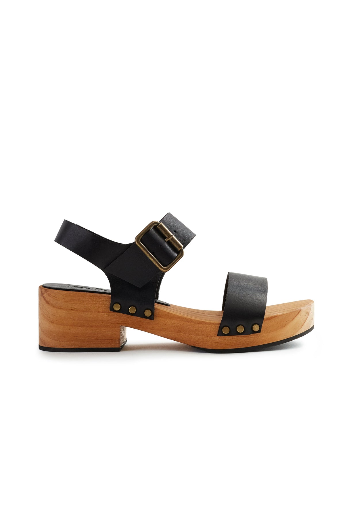 double strap clogs in black | lisa b.